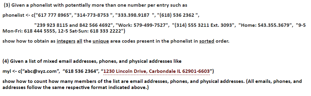 Solved (3) Given a phonelist with potentially more than one | Chegg.com