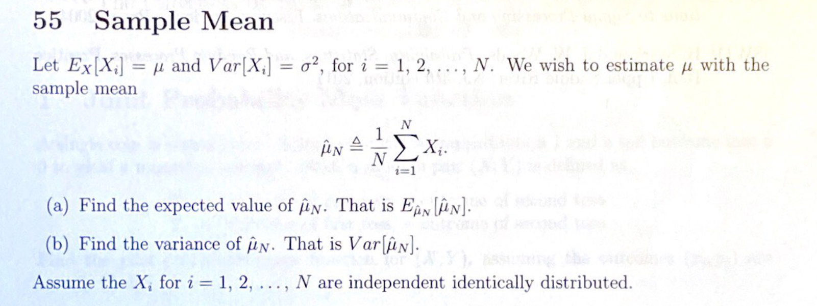 Solved 55 Sample Mean Let Ex[X]] = M and Var[X;] = 02, for i | Chegg.com