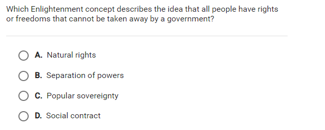 Which Enlightenment concept describes the idea that | Chegg.com