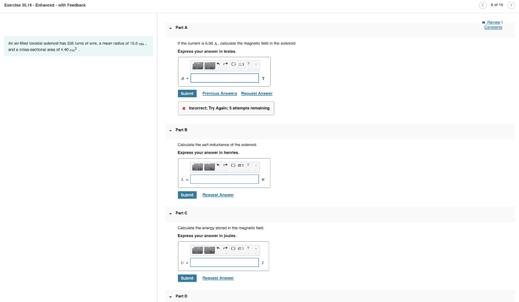 Solved Exercise 30.16 - Enhanced - with Feedback Part A An | Chegg.com