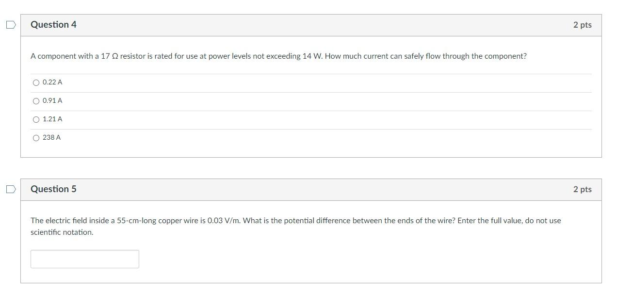 Solved Question 4 2 pts A component with a 17 resistor is | Chegg.com