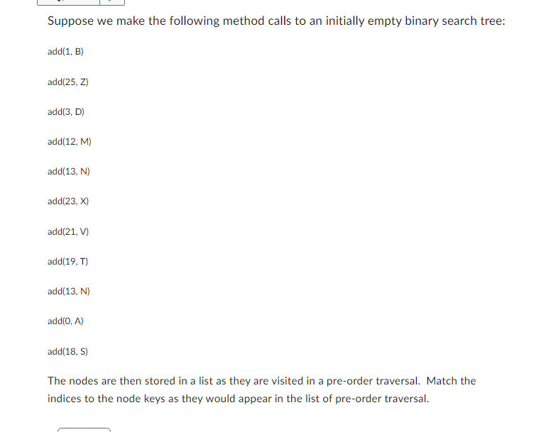 Solved Suppose we make the following method calls to an | Chegg.com