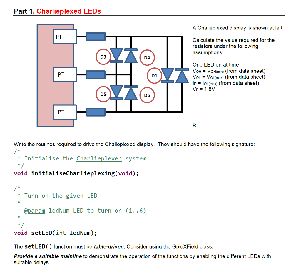 Part 1. Charlieplexed LEDs A Chalieplexed display is | Chegg.com