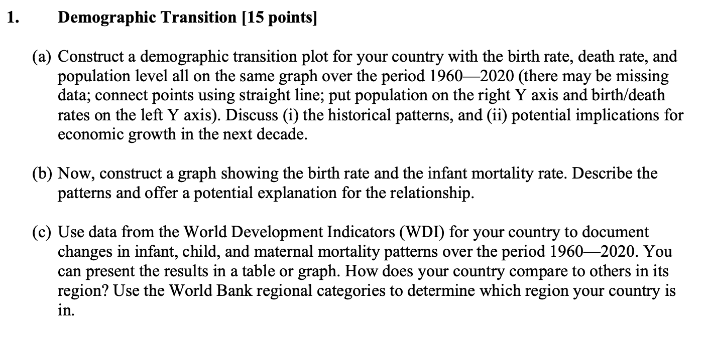 Solved (a) Construct a demographic transition plot for your | Chegg.com