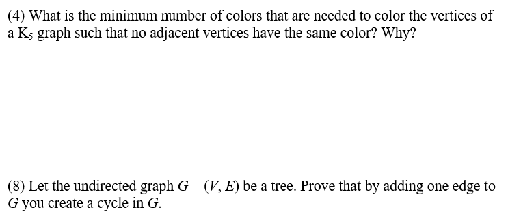 Solved What is the minimum number of colors that are needed | Chegg.com