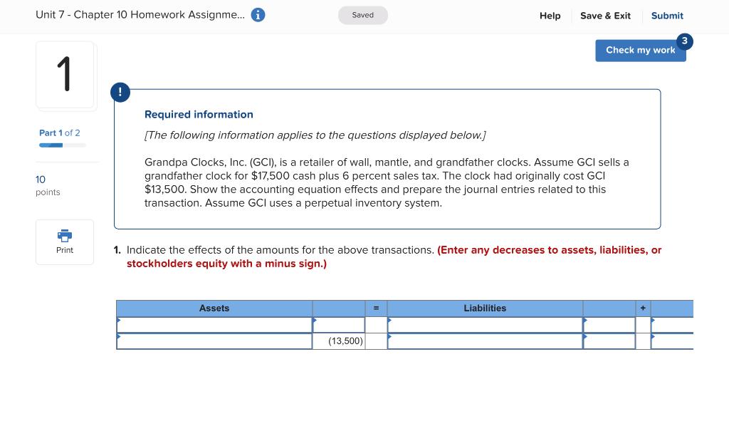 Solved Unit 7 - Chapter 10 Homework Assignme... Saved Help | Chegg.com