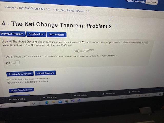 Solved Lospodin as shadeed Logout webwork / | Chegg.com