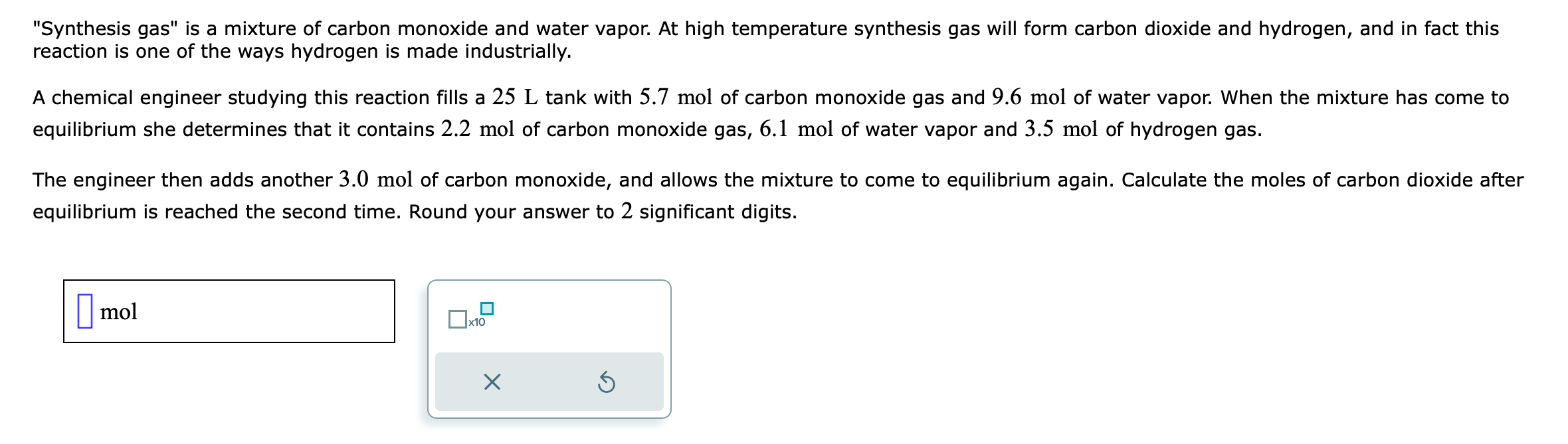 Solved "Synthesis gas" is a mixture of carbon monoxide and | Chegg.com