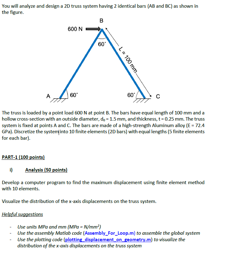 You will analyze and design a 2D truss system having | Chegg.com