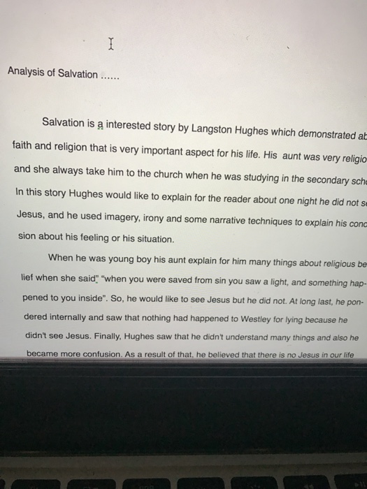 Analysis of Salvation Salvation is a interested | Chegg.com