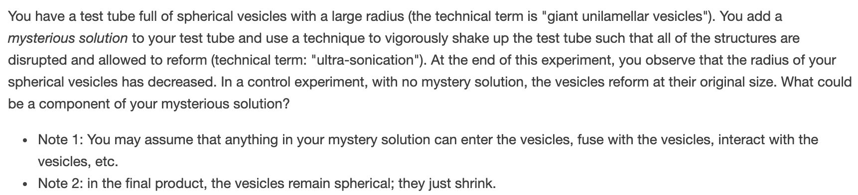 Solved You have a test tube full of spherical vesicles with | Chegg.com