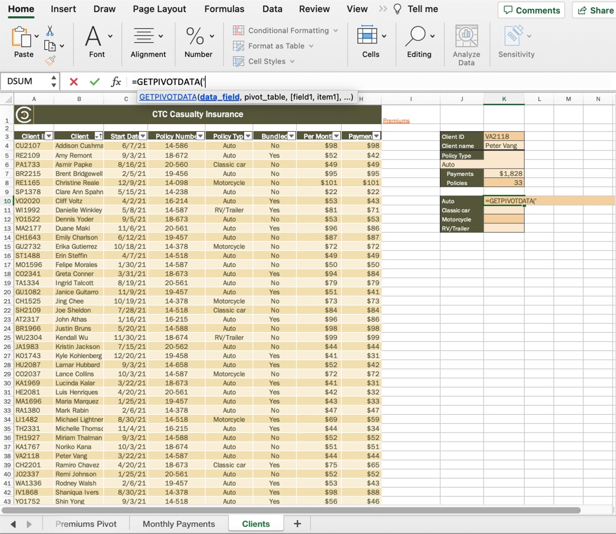 20. Return to the Clients worksheet. In the range | Chegg.com