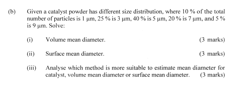 Solved Given a catalyst powder has different size | Chegg.com