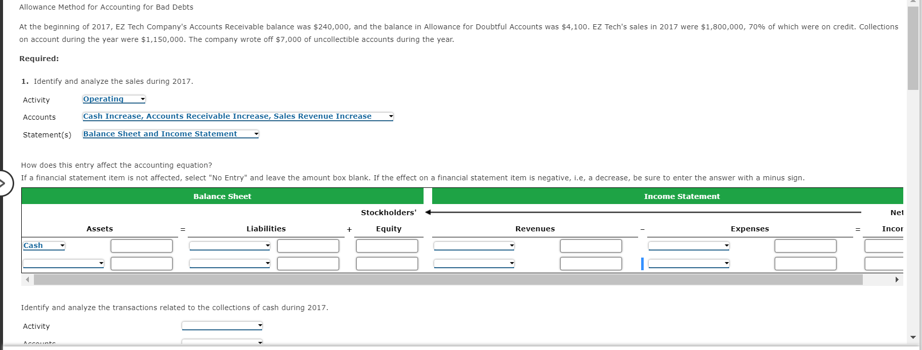 Solved Allowance Method for Accounting for Bad Debts on | Chegg.com