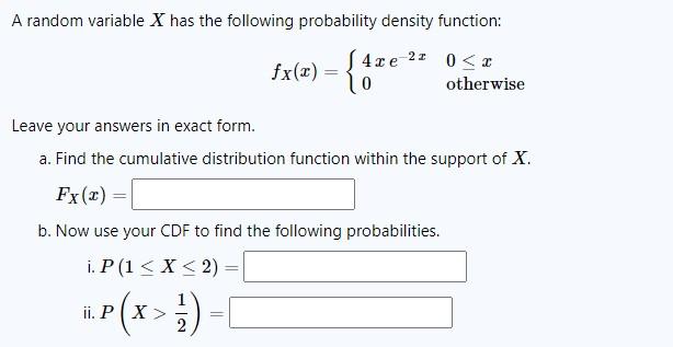 Solved A random variable X has the following probability | Chegg.com