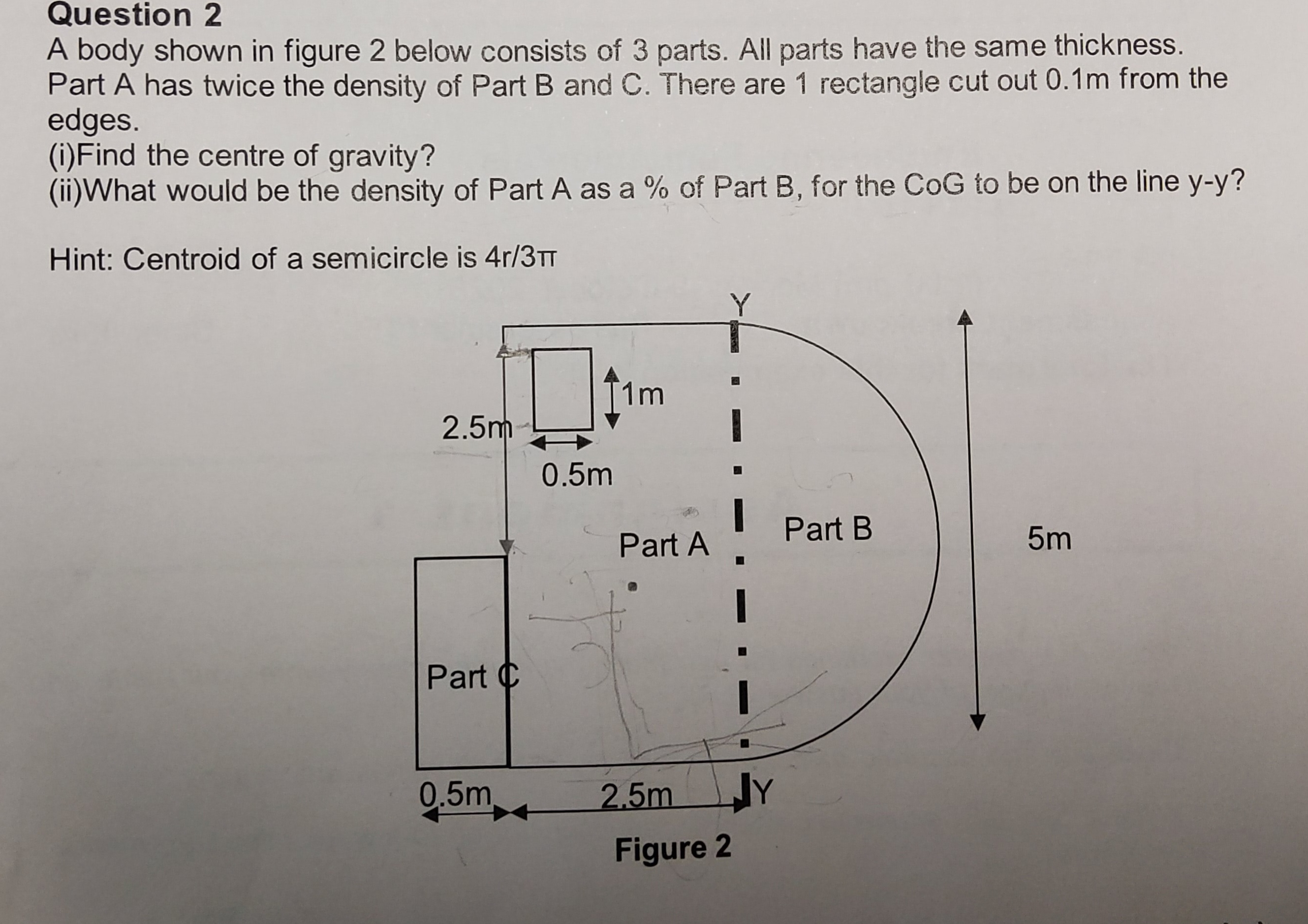 Solved A body shown in figure 2 below consists of 3 parts. | Chegg.com