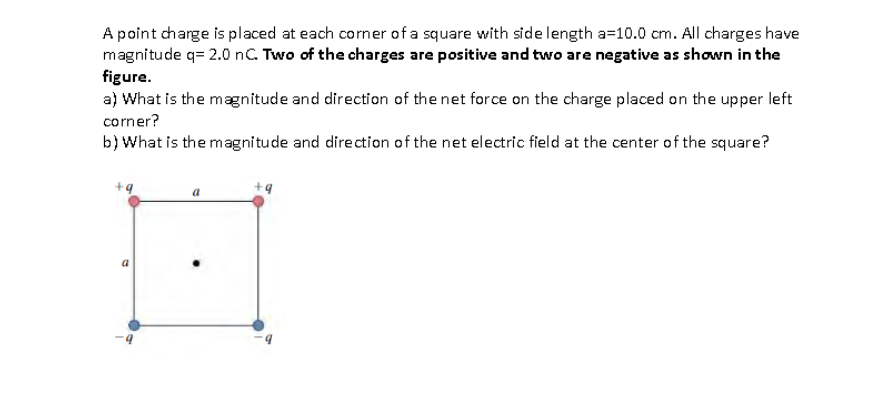 Solved A point charge is placed at each corner of a square | Chegg.com