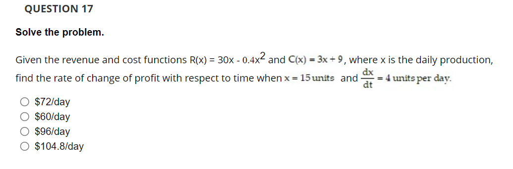 Solved Given the revenue and cost functions R(x)=30x−0.4x2 | Chegg.com