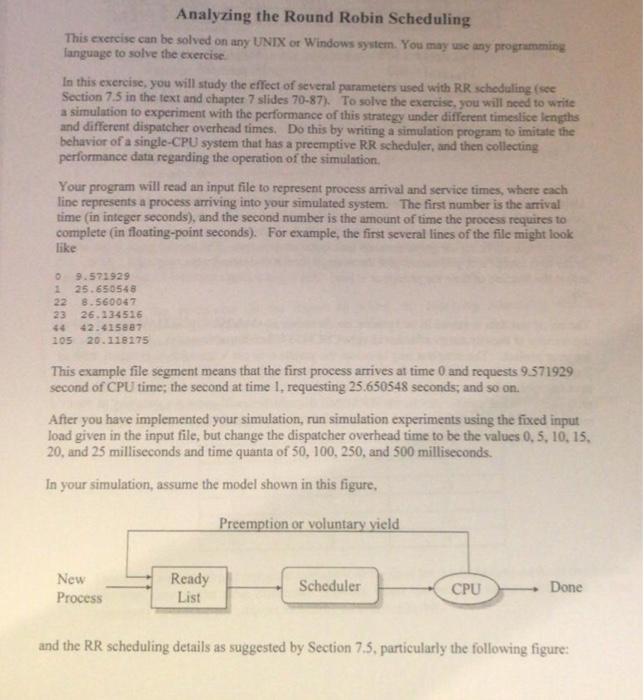 Analyzing the Round Robin Scheduling This exercise | Chegg.com