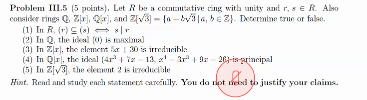 Solved Problem III.5 (5 points). Let R be a commutative ring | Chegg.com