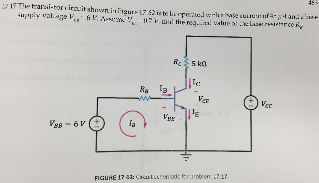 Solved 17.17 The transistor circuit shown in Figure 17−62 is | Chegg.com