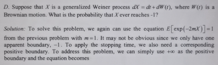 Solved D. Suppose that X is a generalized Weiner process | Chegg.com