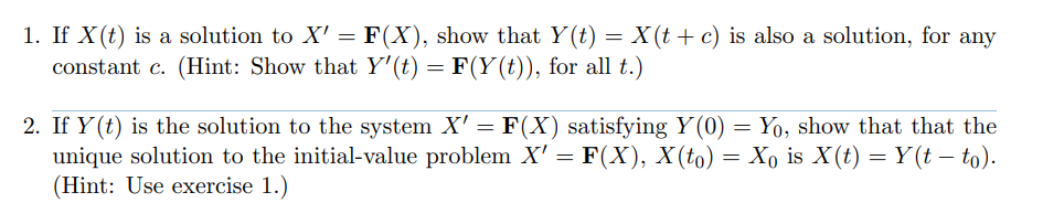 Solved If Y (t) is the solution to the system X0 = F(X) | Chegg.com