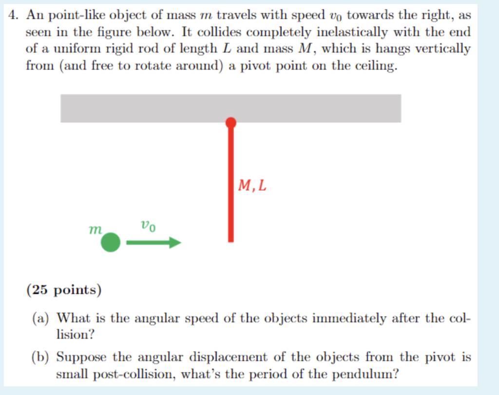 Solved 4. An point-like object of mass m travels with speed | Chegg.com