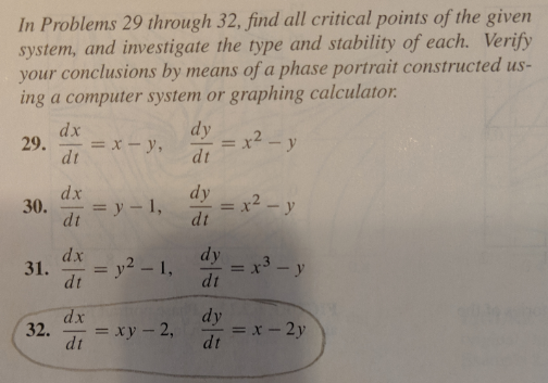 Solved In Problems 29 through 32, find all critical points | Chegg.com