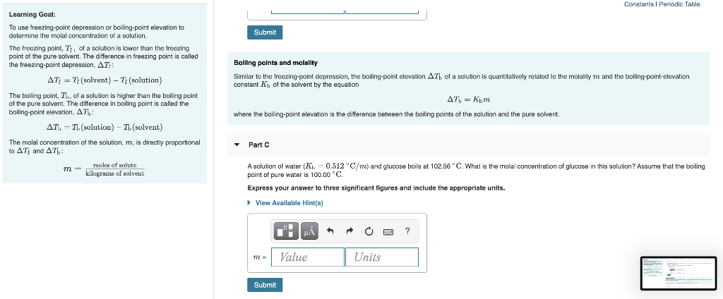 Solved Constants Periodic Table Part A The freezing points | Chegg.com