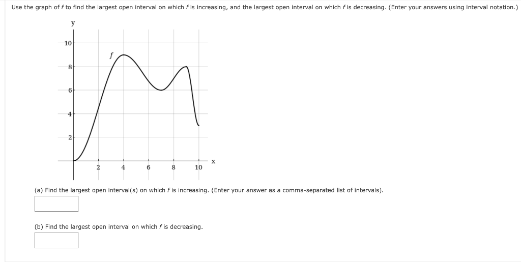 Solved Use the graph off to find the largest open interval | Chegg.com