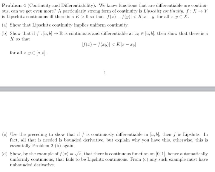 Solved Problem 4 (Continuity and Differentiability). We know | Chegg.com