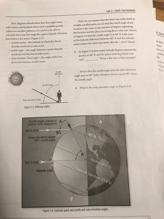 Solved Lab 2 Earth-Sun Geometry Since we can assume that the | Chegg.com