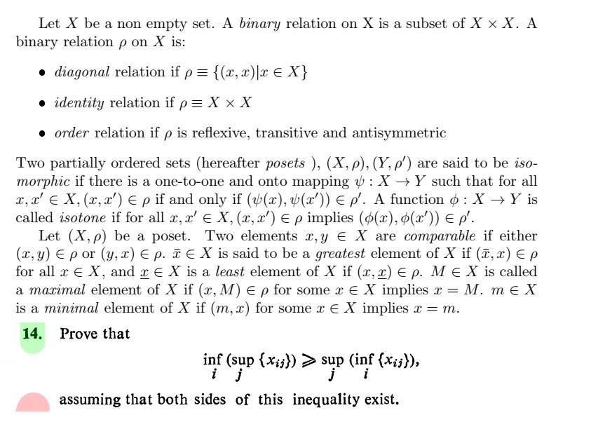Solved binary relation ρ on X is: - diagonal relation if | Chegg.com