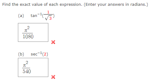 Solved Find the exact value of each expression. (Enter your | Chegg.com