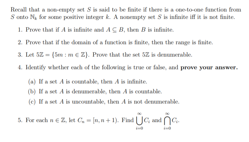 Solved Recall that a non-empty set S is said to be finite if | Chegg.com