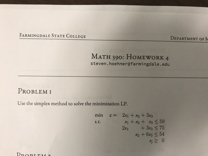 Solved FARMINGDALE STATE COLLEGE DEPARTMENT OF MATH 390: | Chegg.com