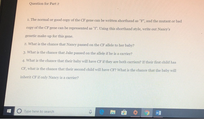 Question for Part 2 1. The normal or good copy of the | Chegg.com