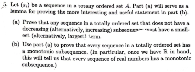Solved Let (si) be a sequence in a tovally ordered set A. | Chegg.com