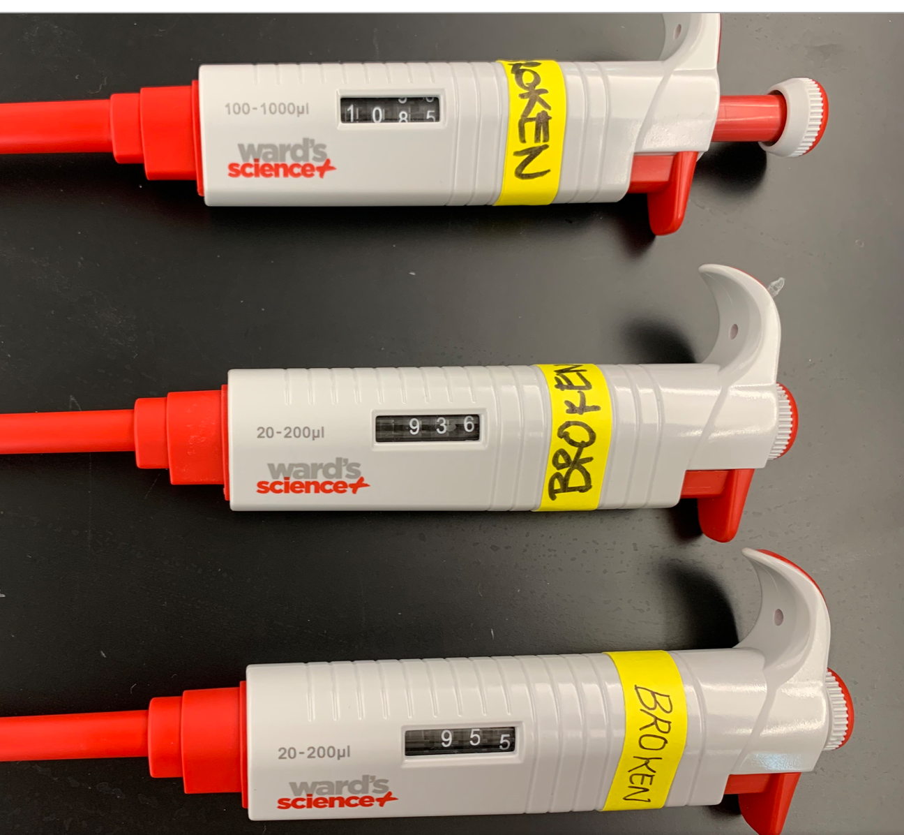 Solved Here is a picture of three broken pipettors. The | Chegg.com