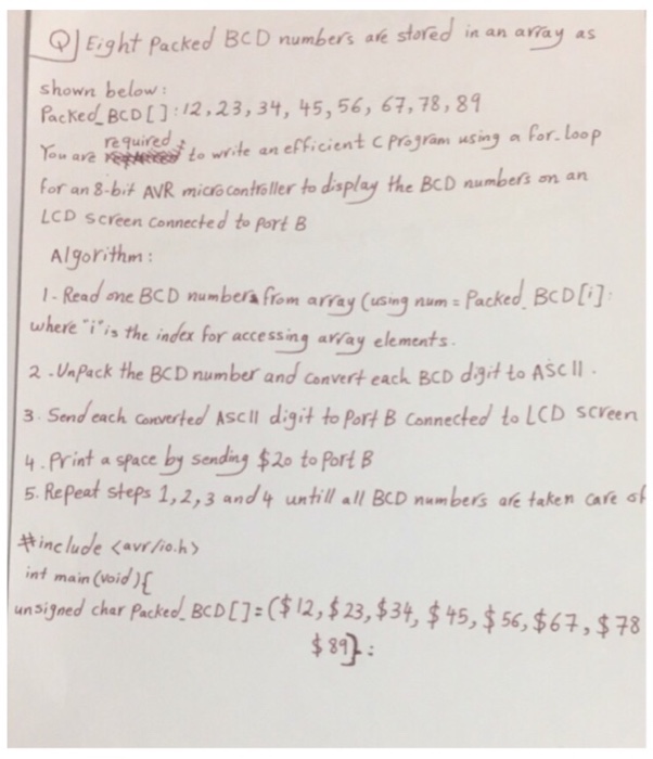 Solved Eight Packed BCD numbers aé stored in an ariay as | Chegg.com