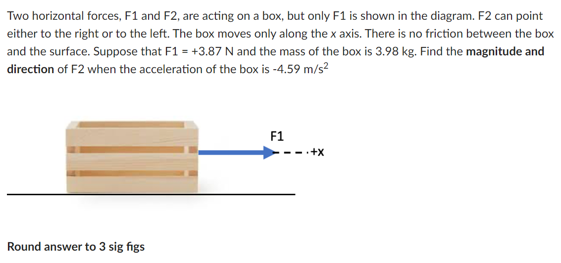Solved Two horizontal forces, F1 and F2, are acting on a | Chegg.com
