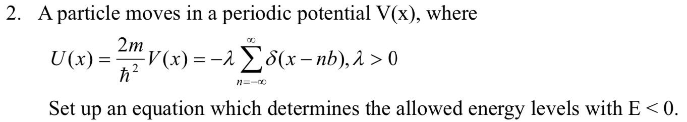 Solved A particle moves in a periodic potential V(x), where | Chegg.com
