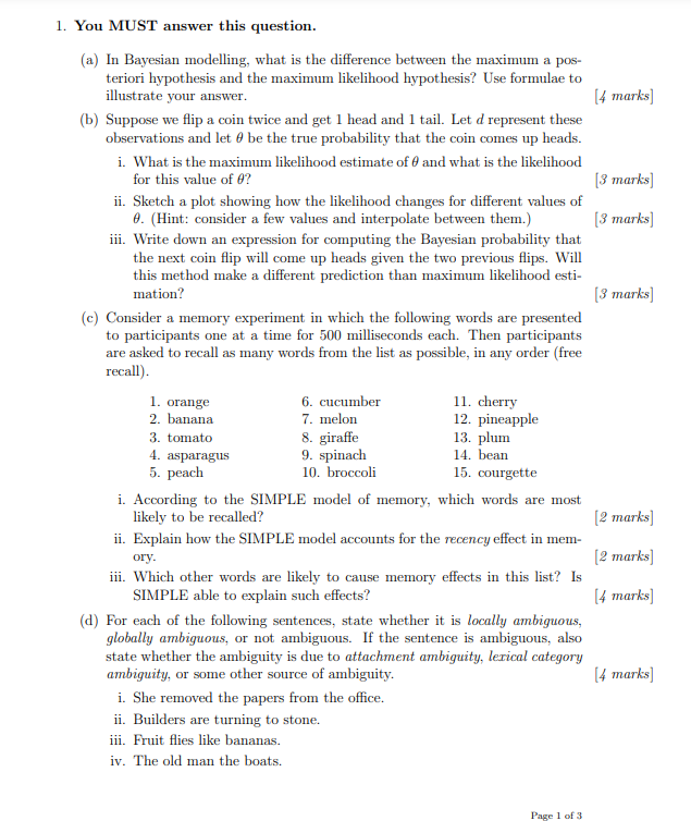 Solved [4 marks) [3 marks) [3 marks] a [3 marks) 1. You MUST | Chegg.com