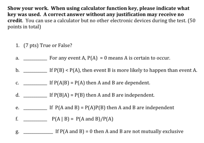 Solved Show your work. When using calculator function key, | Chegg.com