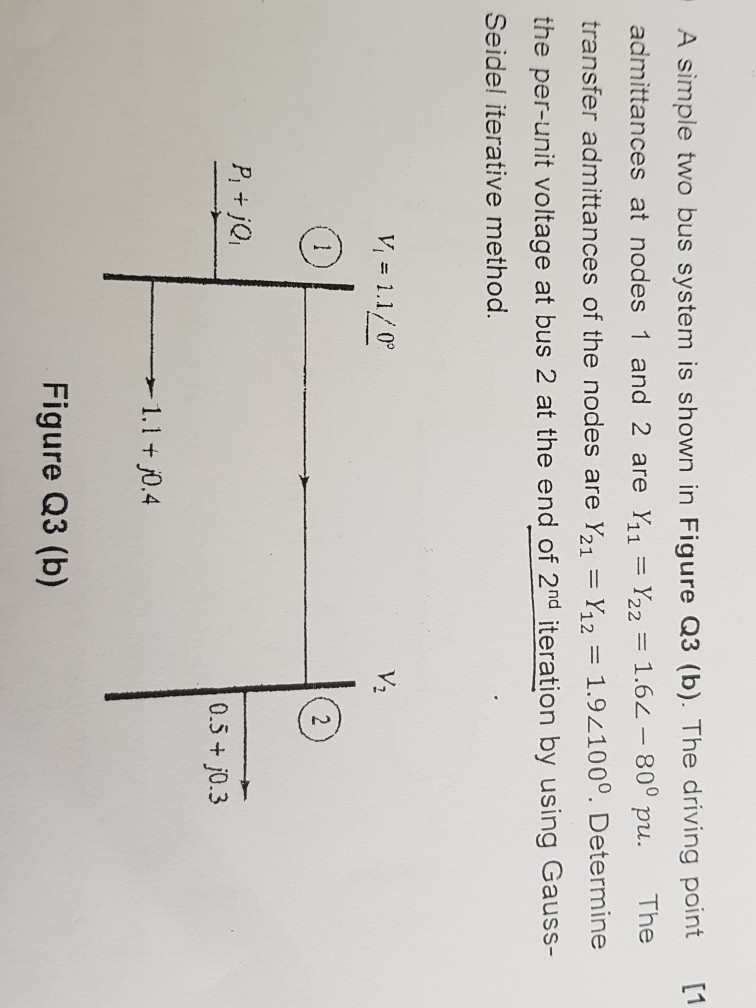 Solved A simple two bus system is shown in Figure Q3 (b). | Chegg.com