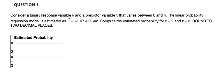 Solved QUESTION 1 Consider a binary response variable y and | Chegg.com