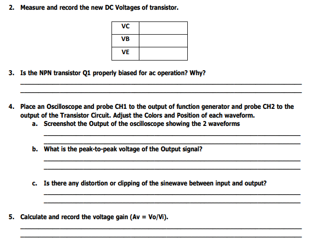 Solved Part C. Common Collector 1. Using Multisim create the | Chegg.com