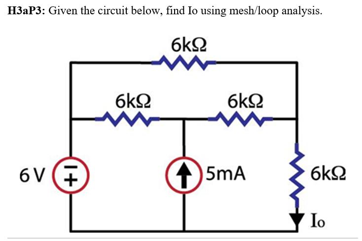 Solved H3aP3: Given the circuit below, find Io using | Chegg.com