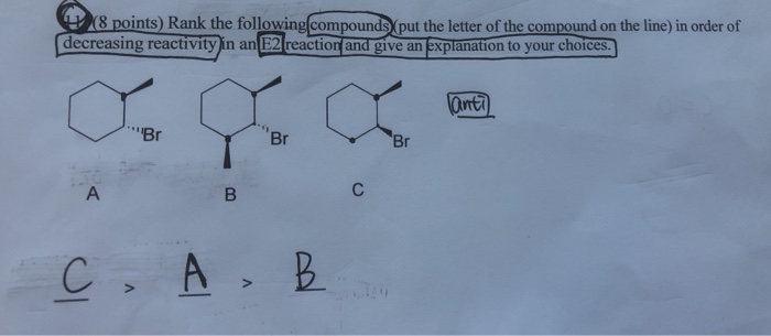 Solved (8 points) Rank the following(compounds(put the | Chegg.com